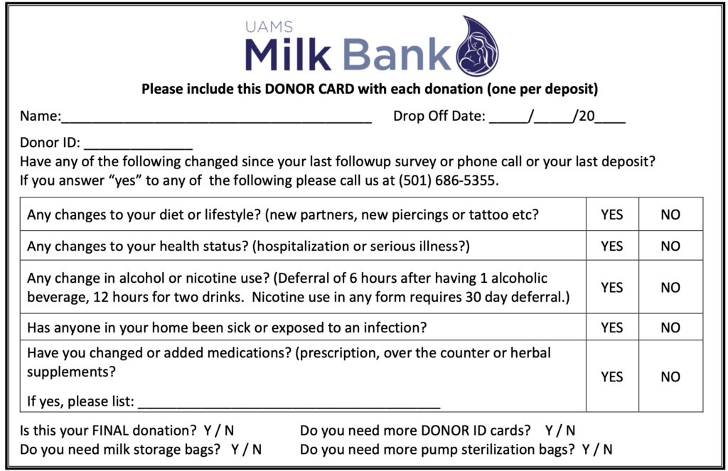 Milk Depots | UAMS UAMS Milk Bank